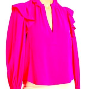 Aqua | Tops | Hot Pink Bloomingdales Exclusive Nwt Aqua Ruffle Blouse ...
